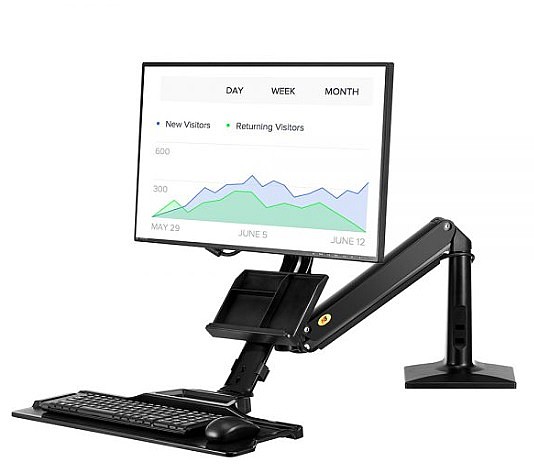 NB35 - זרוע ישיבה / עמידה ארגונומית למסך מחשב, מקלדת ועכבר | זרועות ...